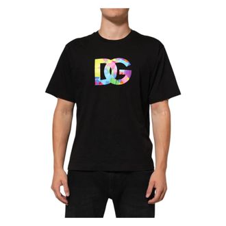 Dolce & Gabbana Kurz&auml;rmeliges T-Shirt mit Rundhalsausschnitt - - Tops - Herren - Schwarzk - XS
