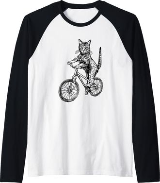Seembo Katze Reitrad Lustig Biker Tier Radfahren Fahrrad Raglan