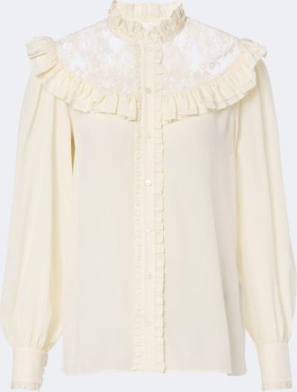 Chlo&eacute; Chlo&eacute; Blouse en soie &agrave; volants et dentelle