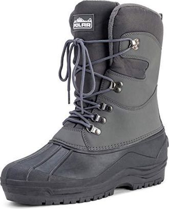 Polar r Hommes Tall Filet De Nylon Avec Superposition Canard Imperméable Sole Lacer Hiver Neige Bottes - Gris - UK11/EU45 - YC0447