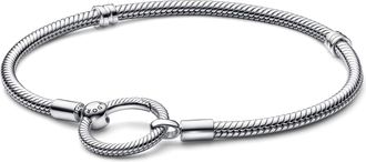 Pandora Moments O Verschluss Schlangen-Gliederarmband aus Sterling Silber - kompatibel Moments Armbänder - Größe: 18 cm