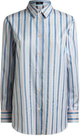 Etro Femme, Blouses et Chemises, Bleu, Taille: 40 FR Cotton Striped Shirt