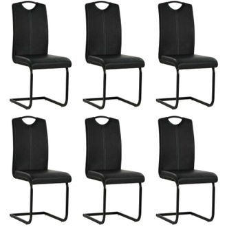 vidaXL Vidaxl - Chaises &agrave; manger cantilever lot de 6 noir similicuir