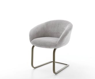 DELIFE Freischwinger Vinka-Flex mit Armlehnen Cord Silbergrau Freischwinger flach Effektfinish Titan Taschenfederkern, Esszimmerst&uuml;hle