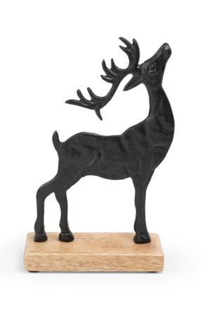 Riffelmacher & Weinberger Riffelmacher Deko Hirsch stehend | 14x5x21 cm | Aluminium schwarz matt | Moderne Winterdeko Figur edel minimalistisch Skandi-Stil | 15803