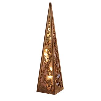 Hellum Hellum LED Pyramide mit timer, Holzpyramide, braun, 10 warm-weiße LED, H:57cm, batteriebetrieben (3xAA, nicht inkl.!), Deko Wintergarten Wohnzimmer Fe