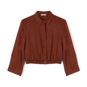 Motivi Kurzes Hemd aus Ramie-Musselin - - Blouses & Shirts - Damen - Orange - S