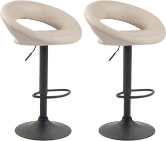 Clp Lot de 2 Tabourets de bar Olinda en similicuir hauteur r&eacute;glable et si&egrave;ge pivotant Cr&egrave;me Noir