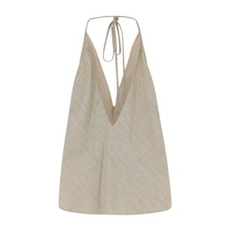 Alysi Femme, Tops, Jaune, Taille: 38 FR Top sans manches trap&egrave;ze