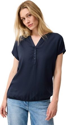 Cecil Damen B345818 Blusenshirt in Unifarbe, Urban Navy Blue, XS