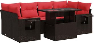 vidaXL Vidaxl - Set Divani Da Giardino 7pz Con Cuscini Marrone Polyrattan Acacia