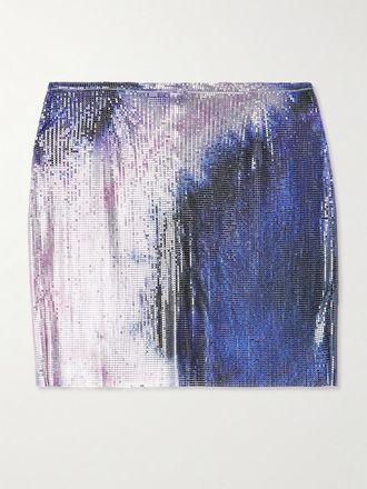 Paco Rabanne Minirock Aus Metall-mesh Mit Farbverlauf - Blau
