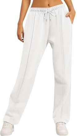 Generic Pantalon Jogging Femme D&eacute;contract&eacute; Jambe Large Polaire Pantalon de Surv&ecirc;tement Taille Elastique Confortable Ample Automne Hiver Sweatpants avec Poches