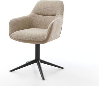 DELIFE Drehstuhl Pejo-Flex Materialmix Schlamm Fu&szlig;kreuz Schwarz 360&deg; drehbar Wippfunktion Taschenfederkern, Esszimmerst&uuml;hle