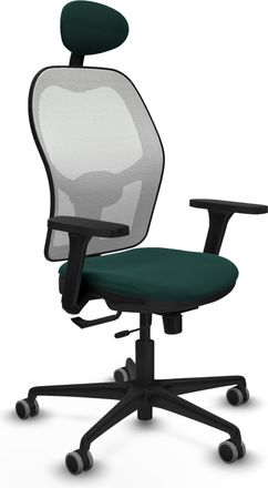 Piqueras y Crespo Ergonomischer Stuhl mit Lendenwirbelst&uuml;tze mit 3D-Armlehnen und festem Kopfteil, ausgestattet mit Syncro/Traslack und Schaumstoff, Rollen 65 mm, Parke