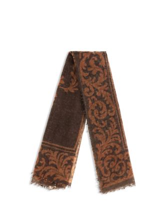 Mirror in the Sky Womens Souffl&eacute; Cashmere Scarf With Baroque Motif Royal Bloom-Chamois Kashmir-Capra Hircus Bloom/chamois Kashmir/capra Scarfs
