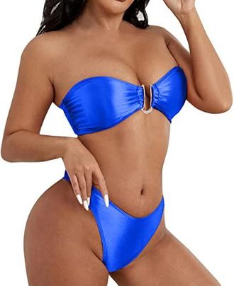 Generic Maillot De Bain Short Femme- Ensemble Bikini Bandeau Push-Up Br&eacute;Silien pour Maillot De Bain De Plage Bikini Sexy