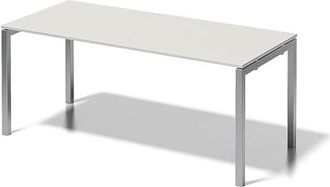 Bisley Cito Schreibtisch, 740 mm h&ouml;henfixes U-Gestell, Metall, Gw355 Dekor Grauwei&szlig;, Gestell Silber, 80 x 180 x 85 cm