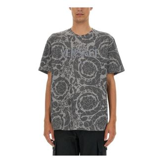 Versace Baroque Print Compact T-Shirt - - Tops - Herren - Grau - XL