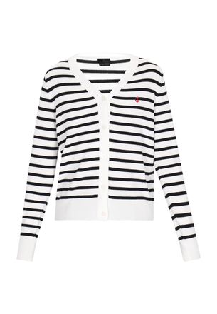 Dreimaster Dreimaster Strickjacke Frauen cremewei&szlig;er schwarzer Streifen