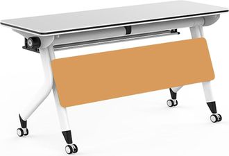 Generic Klappbarer Konferenztisch, mobiler Klapptisch mit feststellbaren Rollen, Schulungstisch mit Ablagefach, wei&szlig;e Ausf&uuml;hrung f&uuml;r B&uuml;ro und Veranstaltungen
