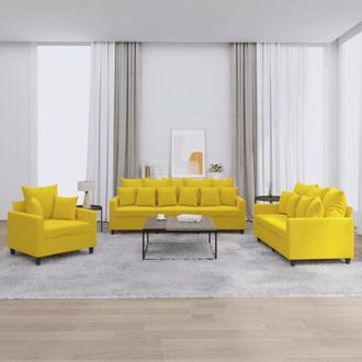 vidaXL Vidaxl - Ensemble de canap&eacute;s 3 pcs - Canap&eacute; droit en velours jaune - Dimensions 198x77x80 cm - Confort optimal pour salon moderne