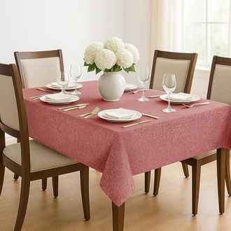 Deconovo Nappe Effet imperméable Nappe Restaurant Lavable en Machine Nappe Robuste pour Salon Protection de Table Lavable Facile dentretien, 140x300 cm, Rouge 