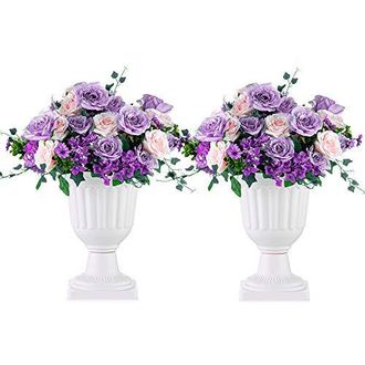 Nuptio 2 Pi&egrave;ces Jardini&egrave;re Classique pour Urne, Urne D&eacute;corative en Plastique pour Int&eacute;rieur ou Ext&eacute;rieur, Hauteur 35.5cm, Jardini&egrave;re en Plastique Avec Pi&eacute;des