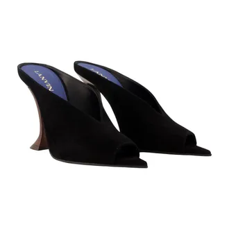Lanvin Womens Midnight Step Pumps - Lanvin Leather Black Calfskin Shoes