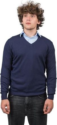 DALLE PIANE CASHMERE Col en V en Cachemire mélangé, Made in Italy - Homme, Couleur: Bleu, Taille: 3XL