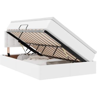 vidaXL Bett mit Stauraum und LED Reinwei&szlig; 120 x 200 cm Kunstleder vidaXL