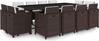 vidaXL Ensemble &agrave; manger dext&eacute;rieur et coussins 13 pcs R&eacute;sine tress&eacute;e vidaXL