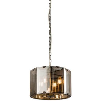 Endon Lighting Luminaire suspendu &agrave; 4 ampoules au fini gris ardoise, verre fum&eacute;, E14 - Endon