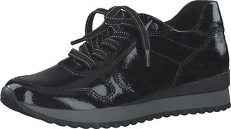 Marco Tozzi Damen Sneaker flach aus Kunstleder zum Schnüren, Schwarz (Black Pat.Cb.), 40