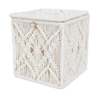 Angoily Baumwollseil Gewebte Taschentuchbox Beige Multifunktionaler Serviettenhalter f&uuml;r Wohnzimmer und Schreibtisch Aufbewahrungsbox f&uuml;r Papier und Kleinteil