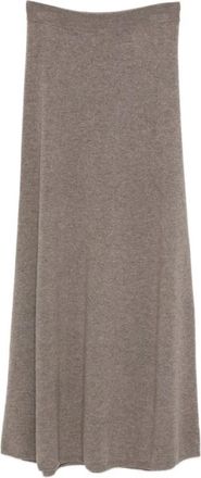 Lisa Yang Femme, Jupes, Brun, Taille: 36 FR Jupe midi trap&egrave;ze &agrave; bordure c&ocirc;tel&eacute;e