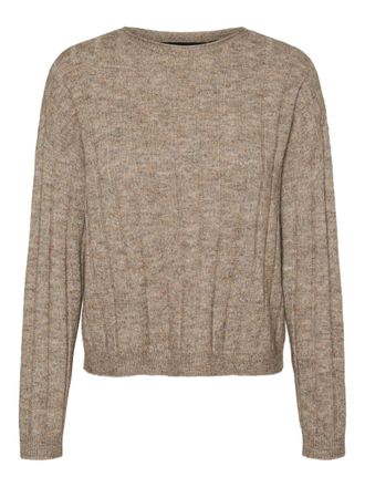 Vero Moda Damen VMWILLA LS O-Neck Pullover GA Boo Strickpullover, Silver Mink/Detail:Melange, Large