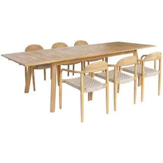 Sweeek Gartentisch ausziehbar Akazienholz 6 Sessel