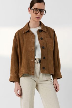 Gerard Darel Surchemise en cuir velours - TANAEL - Paille
