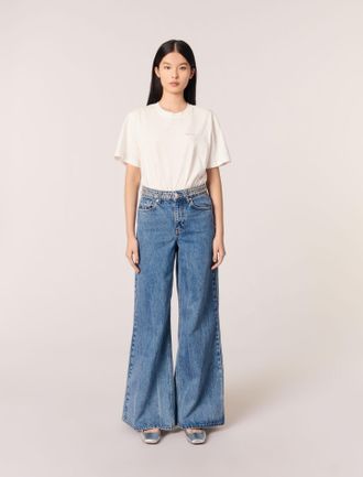 Maje Flared Jeans Mit Nieteng&uuml;rtel - Jeansblau - Gr&ouml;&szlig;e 32 - Maje