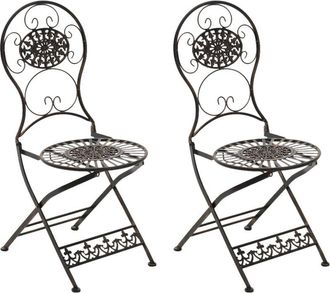 Clp Lot de 2 Chaises de jardin pliables Mani en fer forgé Bronze