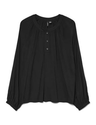 Vero Moda Vmbella Ls Placket Top WVN GA Noos, Noir, L