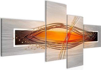 Runa Art Wandbilder Set XXL Abstrakt Wohnzimmer Schlafzimmer Grau Orange Weiss 4 Teilig - Made in Germany - 103345c