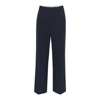 Part Two Navy Pinstripe Wide Leg Hosen - - Trousers - Damen - Blau - L