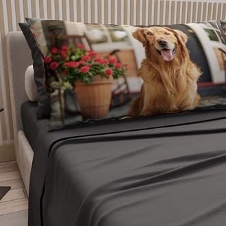 Petti Artigiani Italiani Bettwäsche Tiere mit Hunden aus Baumwolle mit Kissenbezügen im Digitaldruck, Bettwäsche für französisches Bett, Bettwäsche-Set für französisches Bett,