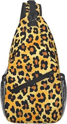 Generic Sacoche Port&eacute; &eacute;paule Gold Leopard Pri Polyester Sling Bag Antivol Sac Poitrine pour Homme Femme Camping