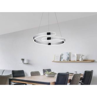 Reality Reality Leuchten - led Pendelleuchte parma Metall Chrom/Wei&szlig; 3 Stufen Dimmer Ring, &oslash; 50cm