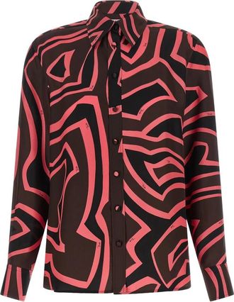 Pucci Chemisier en soie &agrave; imprim&eacute; Labirinto - Femme - Blouses et Chemises - Multicolore - Taille: 40 FR