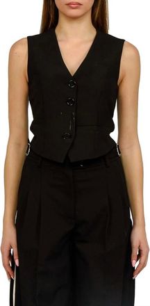 Patrizia Pepe Femme, Vestes, Noir, Taille: 44 FR Gilet en Twill Tailleur