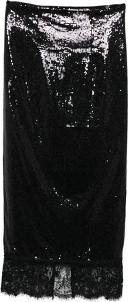 Nissa jupe ornée de dentelle à sequins - Noir